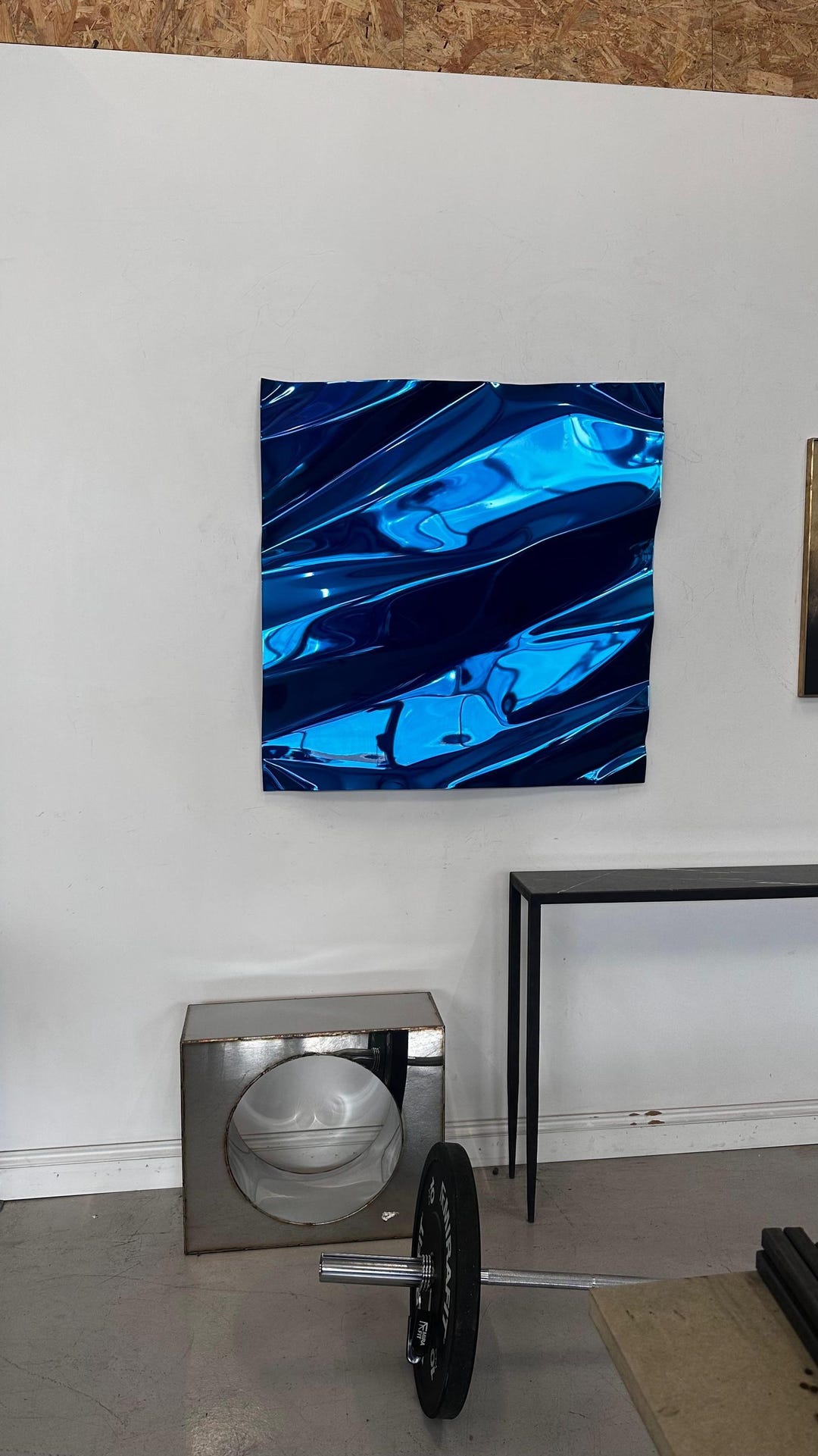 Handmade Metal Wall Art: Concave Blue Mirror Sculpture - Etsy