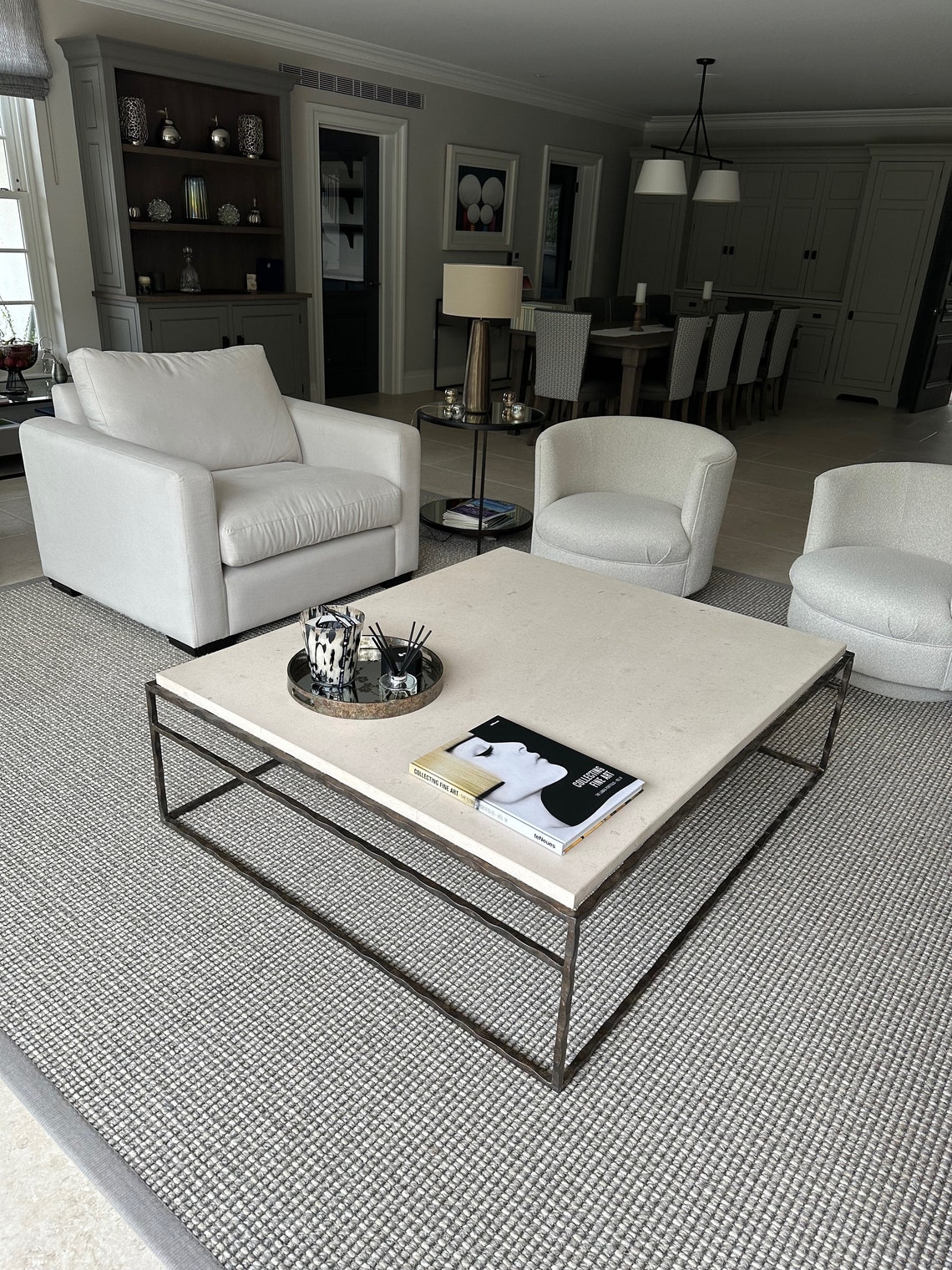 Forged Metal Coffee Table, Metal Table, Marble Table, Forged Steel ...