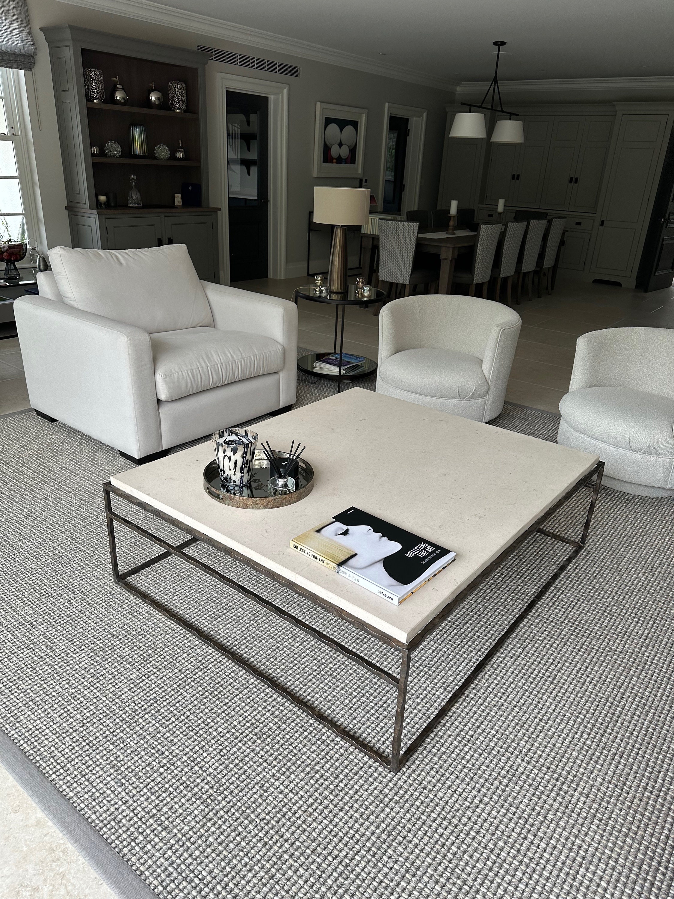 Forged Metal Coffee Table, Metal Table, Marble Table, Forged Steel ...