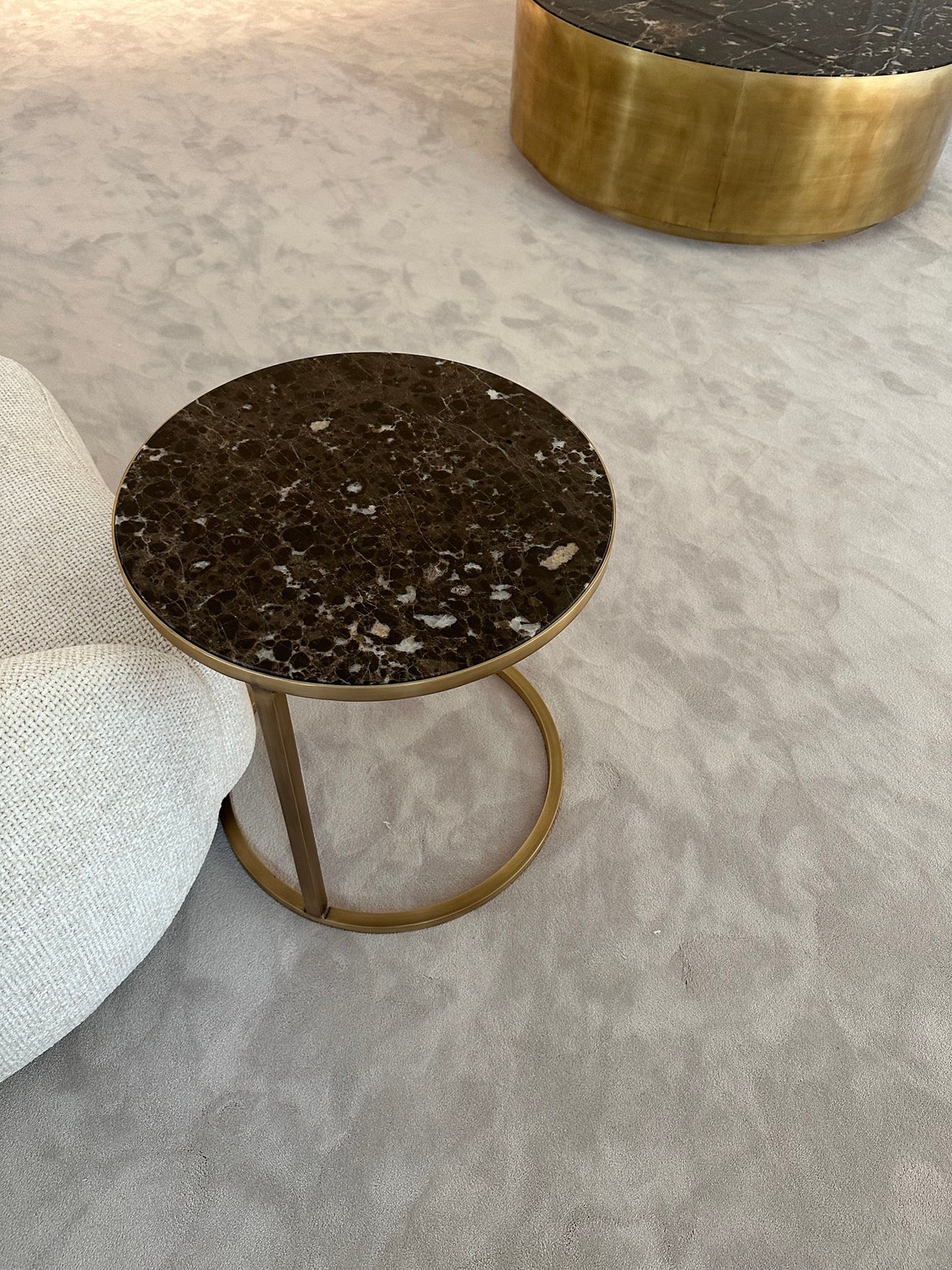 Brass Side Table Luxury Side Table Round Marble Table - Etsy