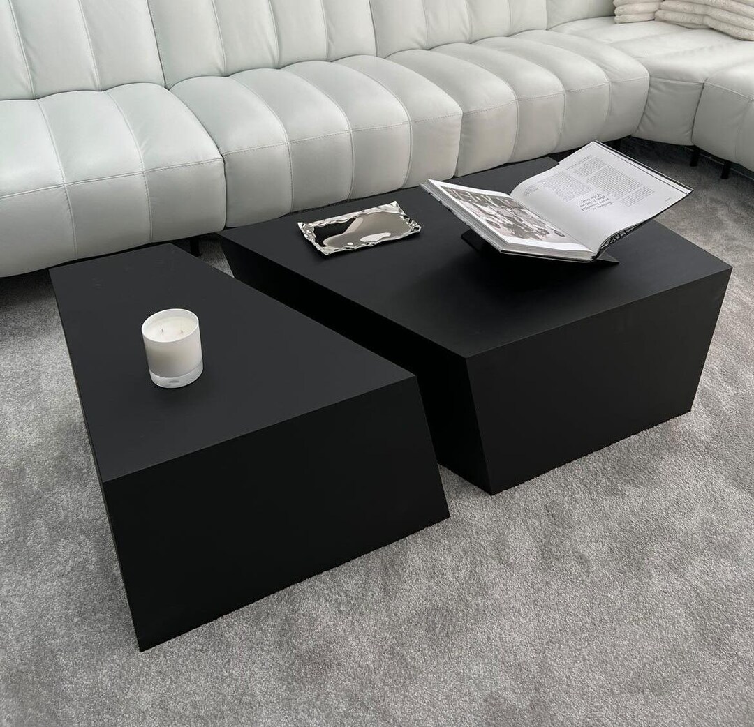 Luxury Split Coffee Table: Matte Black Birch Wood Plinth Table - Etsy UK