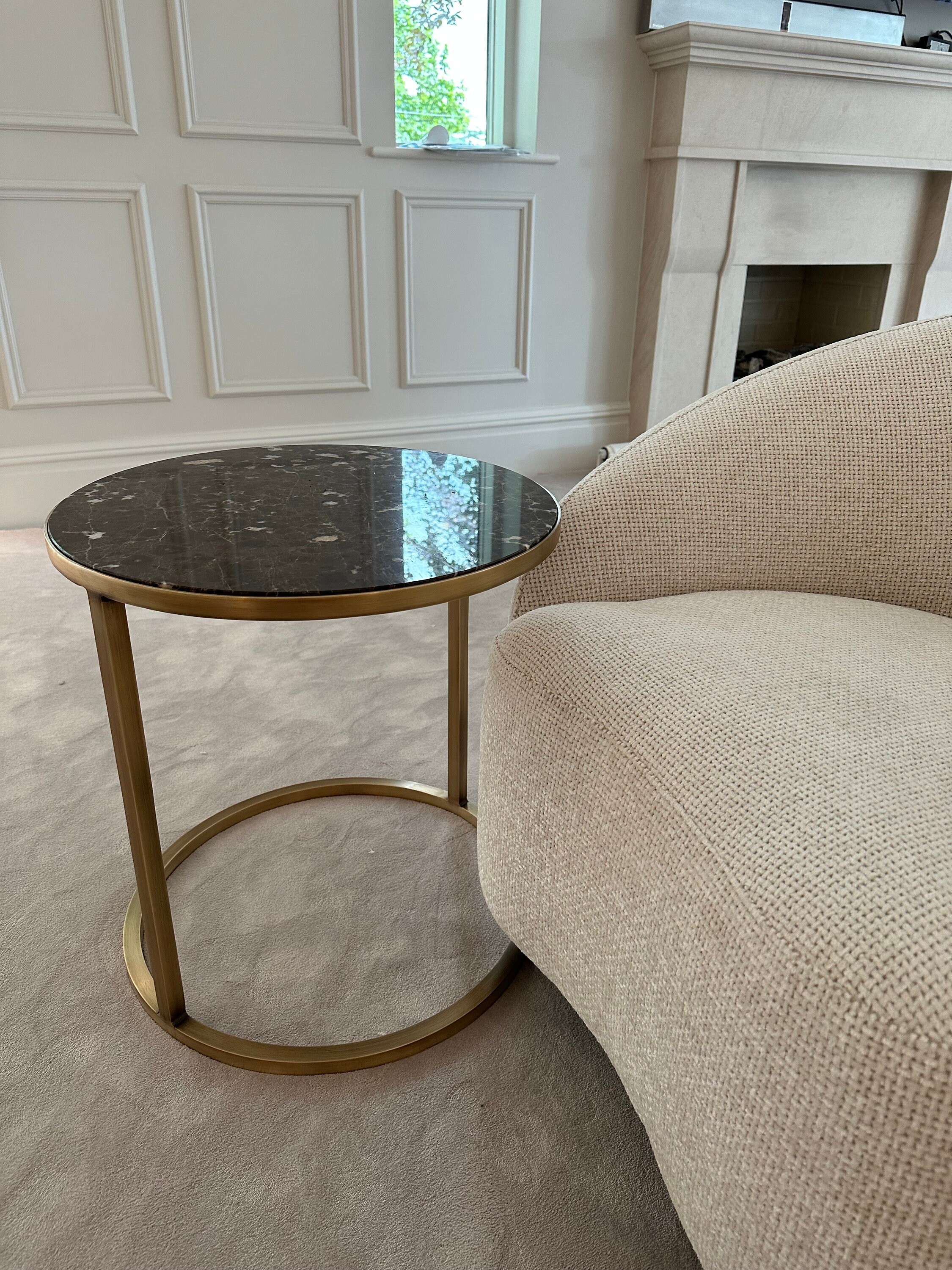 Brass Side Table Luxury Side Table Round Marble Table - Etsy