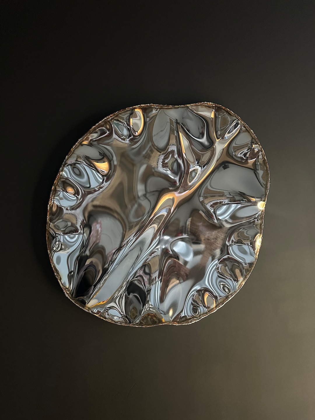 Mirror Artwork Chrome Wall Sculpture Round Mirror metal Wall Art Mirror ...