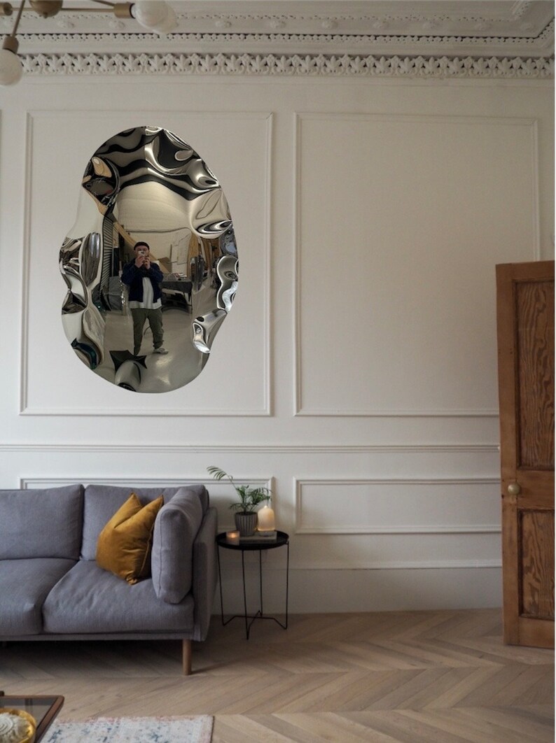 Chrome Puddle Mirror Wall Sculpture by Piers Henry - Signed Metal Art ...