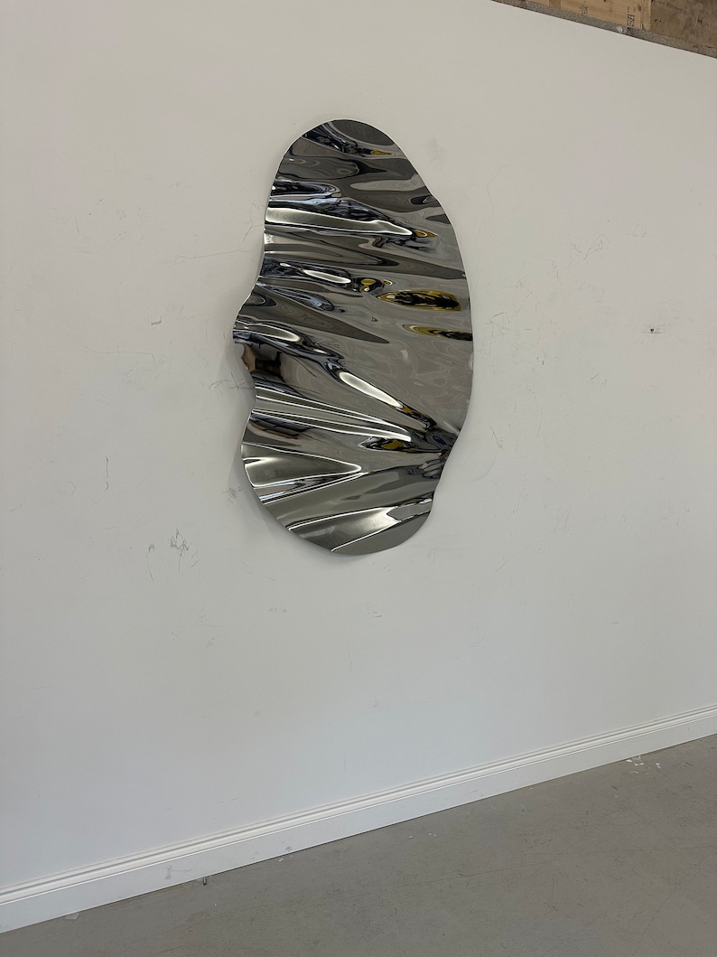 Puddle Mirror Pond Mirror , Metal Artwork chrome Art Wall Sculpture ...