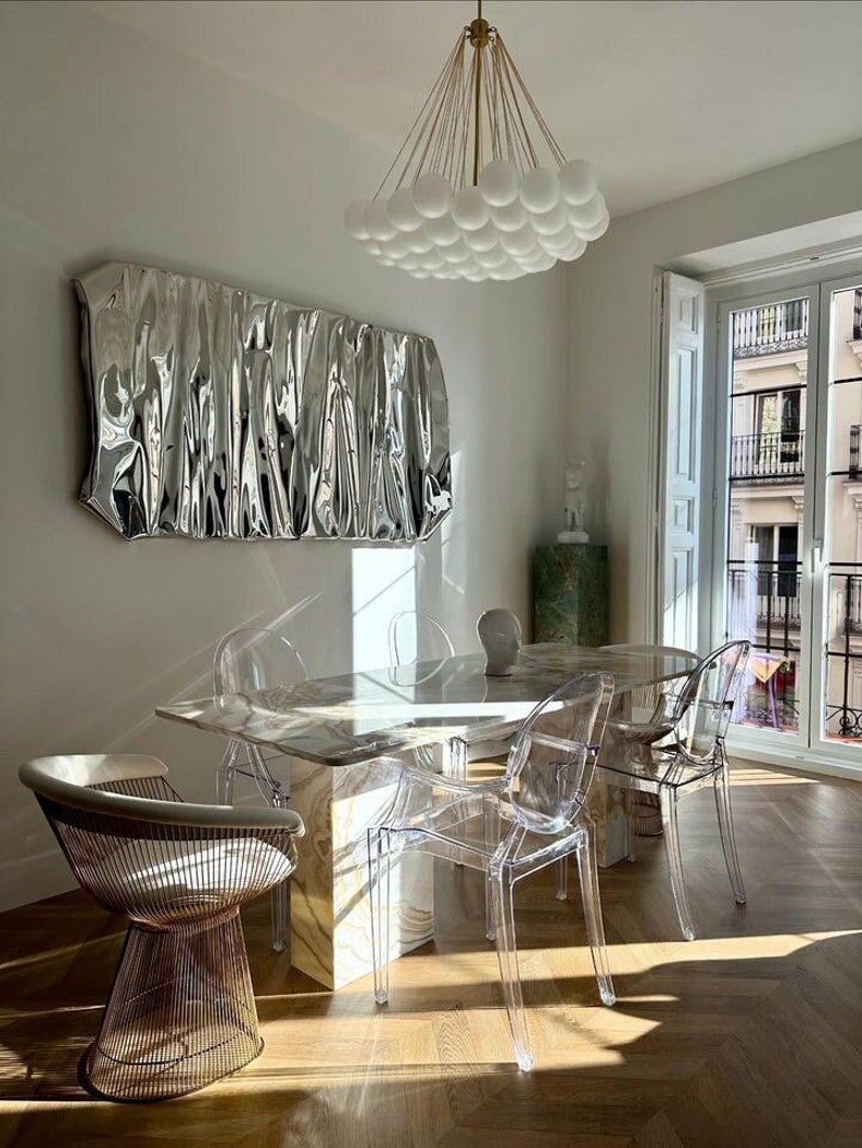 Handmade Chrome Metal Wall Sculpture: Concave Mirror Abstract Art - Etsy