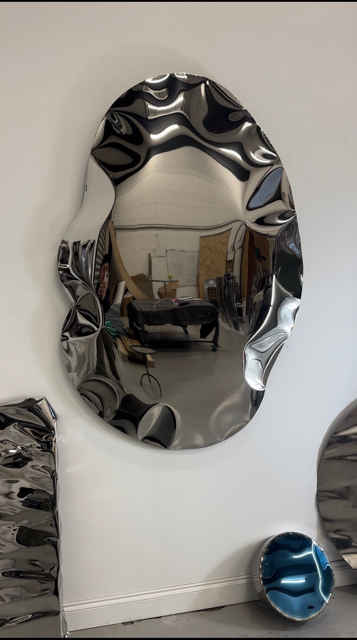 Chrome Puddle Mirror Wall Sculpture by Piers Henry - Signed Metal Art ...
