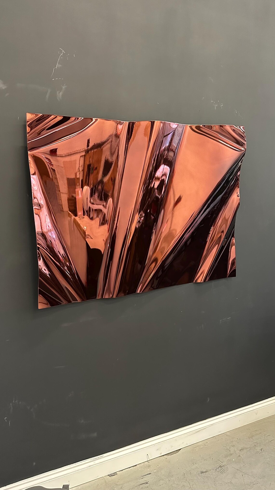 Dark Copper Concave Mirror Sculpture: Abstract Wall Art by Piers Henry ...