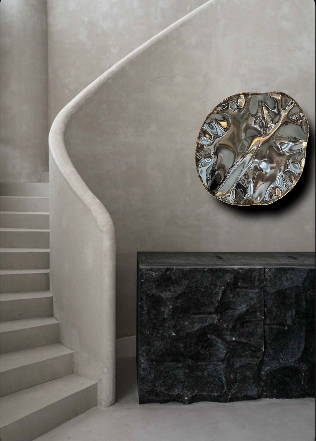 Chrome Wall Sculpture Round Mirror metal Wall Art Mirror Sculpture ...