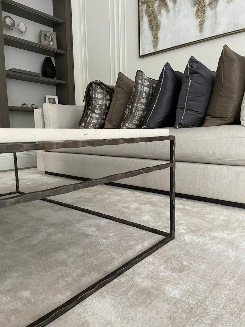 Forged Metal Coffee Table, Metal Table, Marble Table, Forged Steel ...