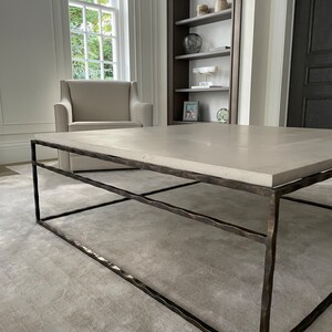 Forged Metal Coffee Table, Metal Table, Marble Table, Forged Steel ...