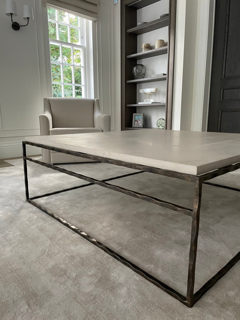 Forged Metal Coffee Table, Metal Table, Marble Table, Forged Steel ...