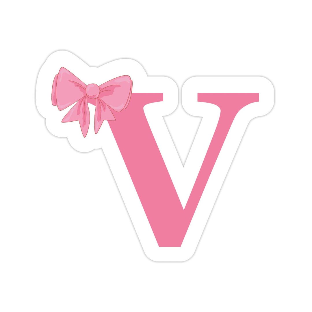 Pink Initial Letter Sticker With Bow: Waterproof Vinyl Decal - Etsy