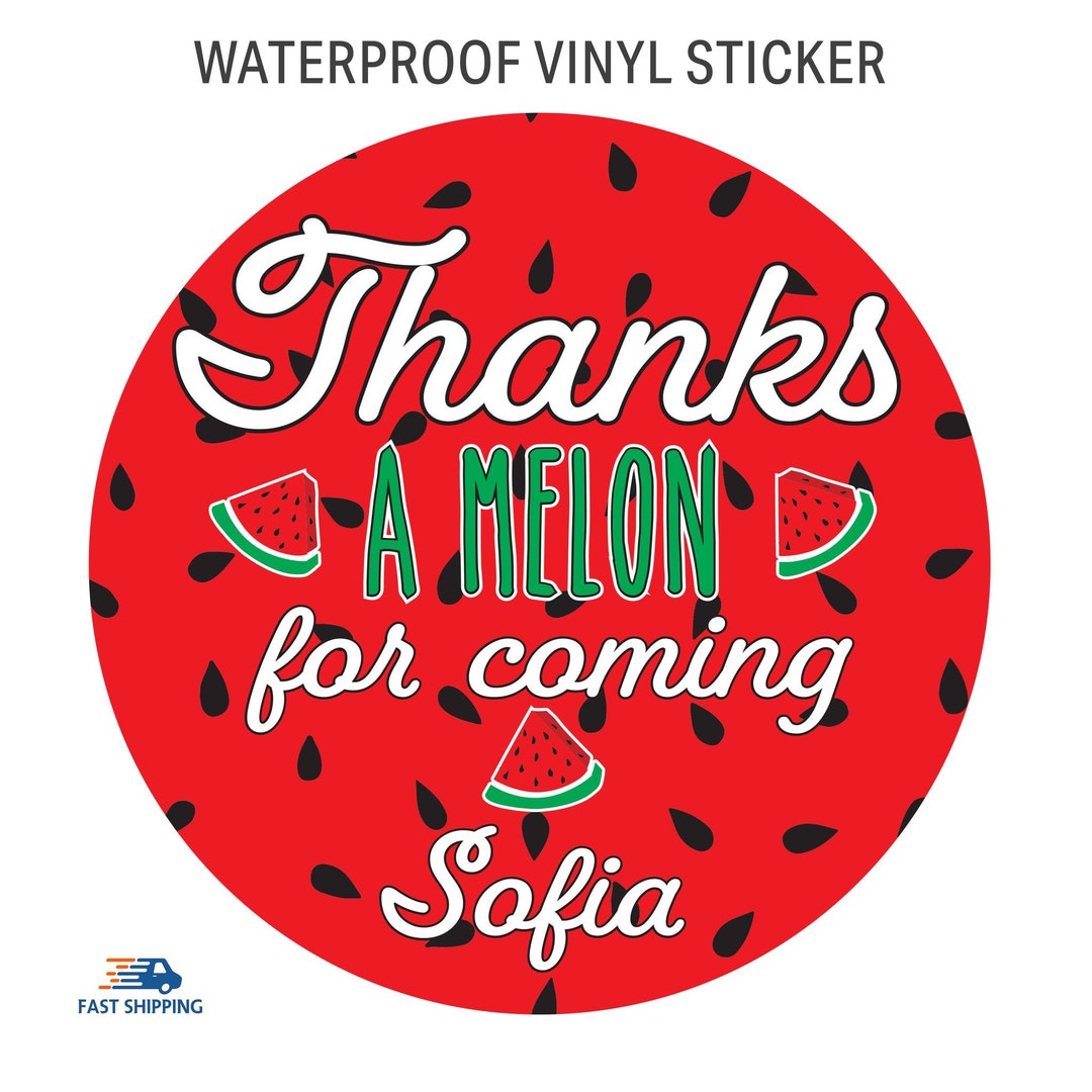 Thanks a Melon Round Stickers - Watermelon Birthday - Birthday Girl ...