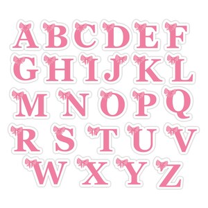 Pink Initial Letter Sticker With Bow: Waterproof Vinyl Decal - Etsy
