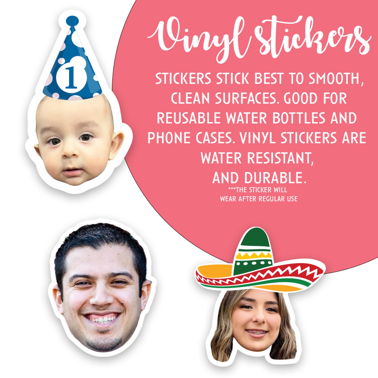 Birthday Hat Stickers - Custom Face Stickers - Personalized Face ...