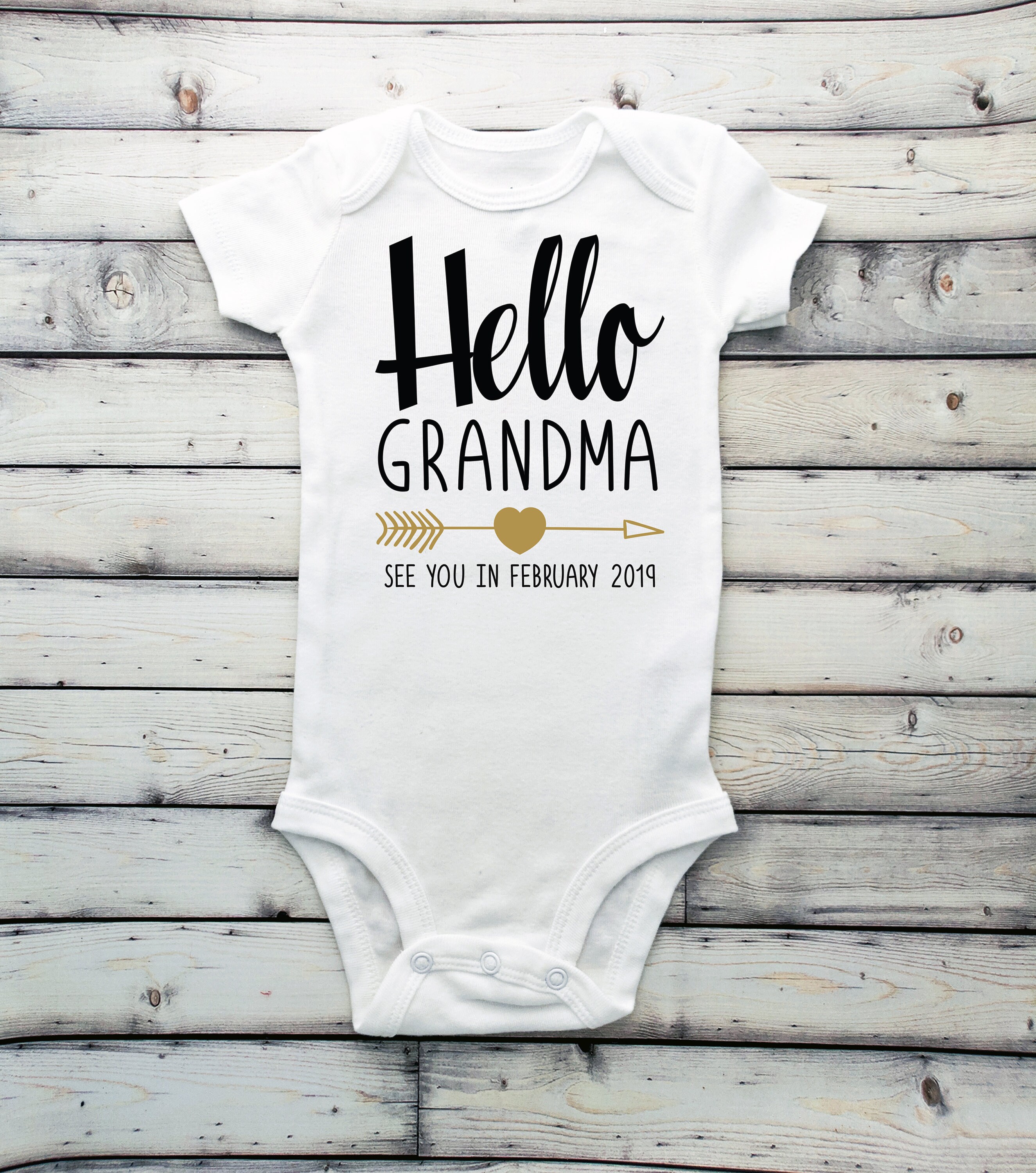 Hello Grandma See You in Month and Year Baby Announcement Bodysuit ...