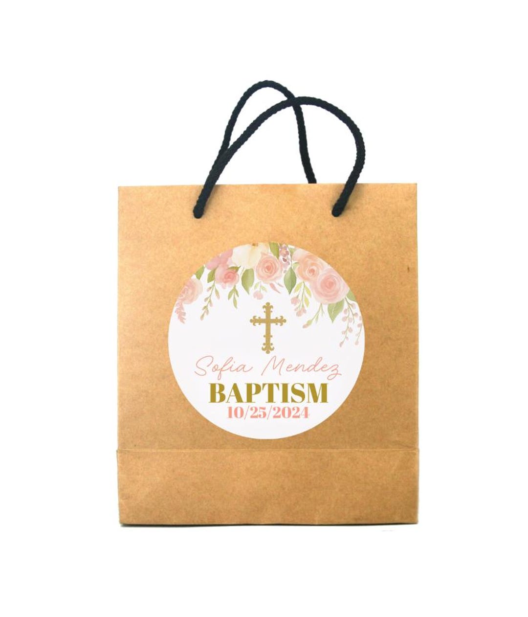 Personalized Baptism Stickers Floral Cross Design Custom Name & Date ...