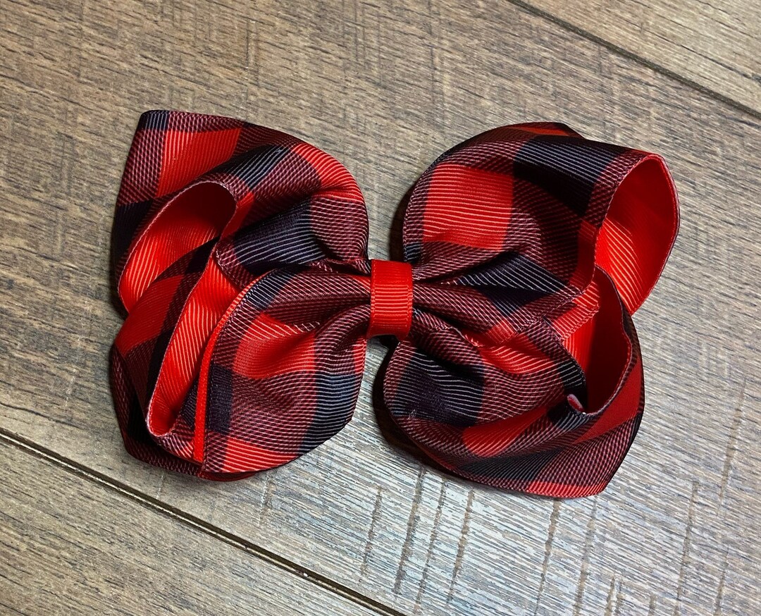 Red Buffalo Plaid Bow Red Hairbow Checkered Bow Plaid Bow - 5" Boutique ...