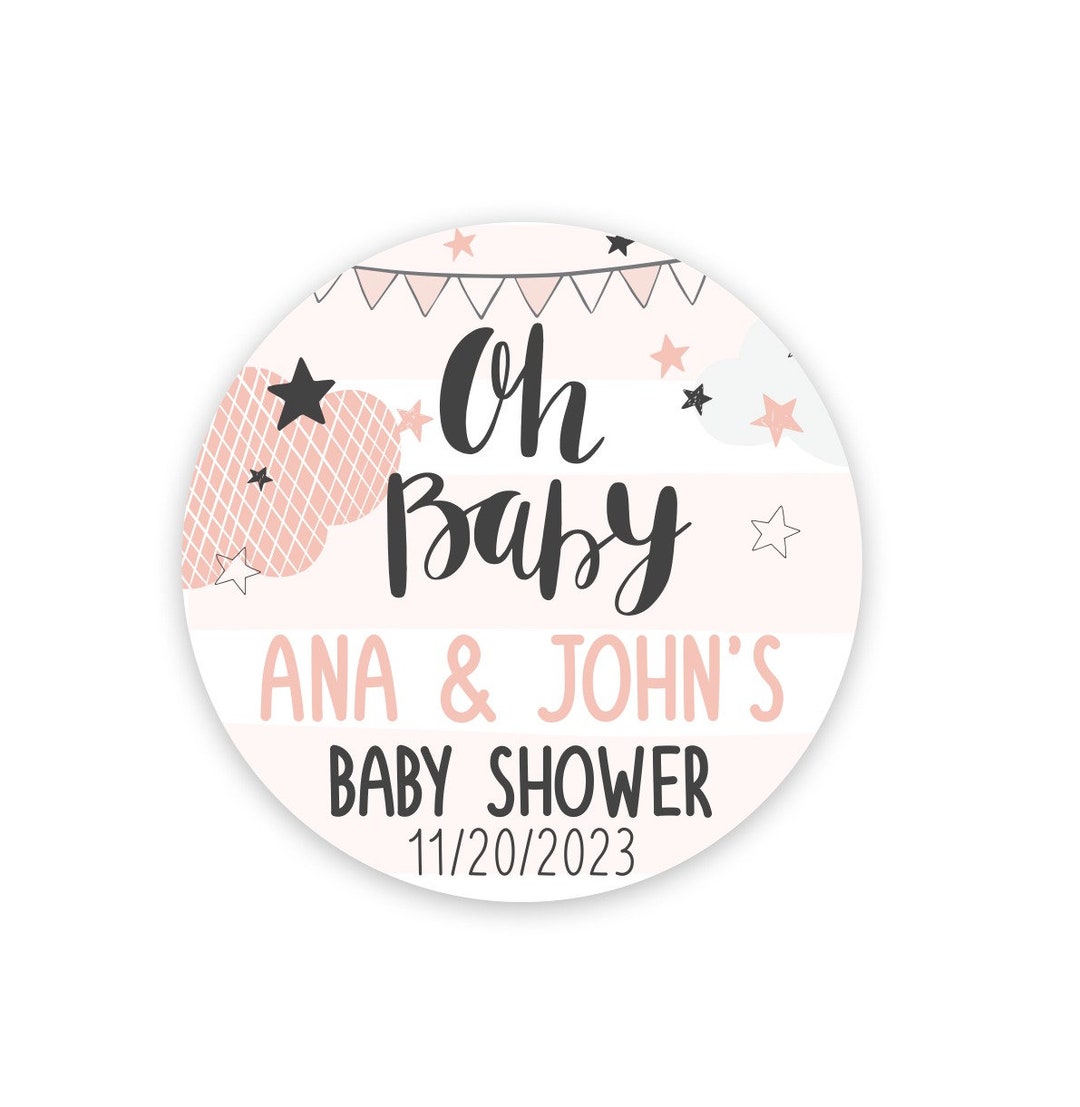 Baby Shower Favor Labels -baby Shower Stickers - Round Babyshower ...