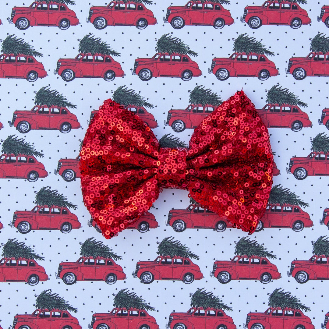 Red Sequin Bow - Fall Bow - Red Sparkle Bow -thanksgiving Bow - Glitter ...