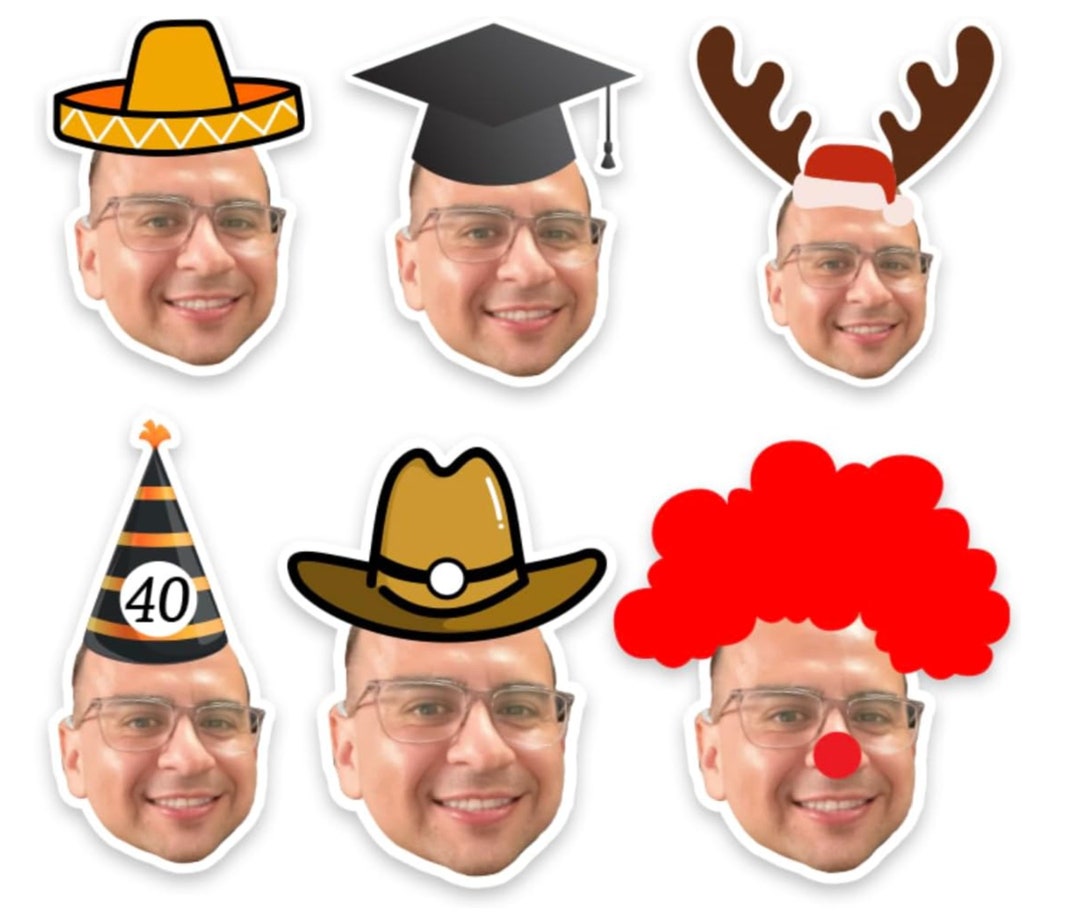 Birthday Stickers - Birthday Hat Face Stickers - Custom Face Stickers ...