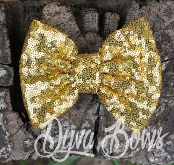 Gold Bow gold Sequin Bow Fall Bow Gold Sparkle Bow | Etsy