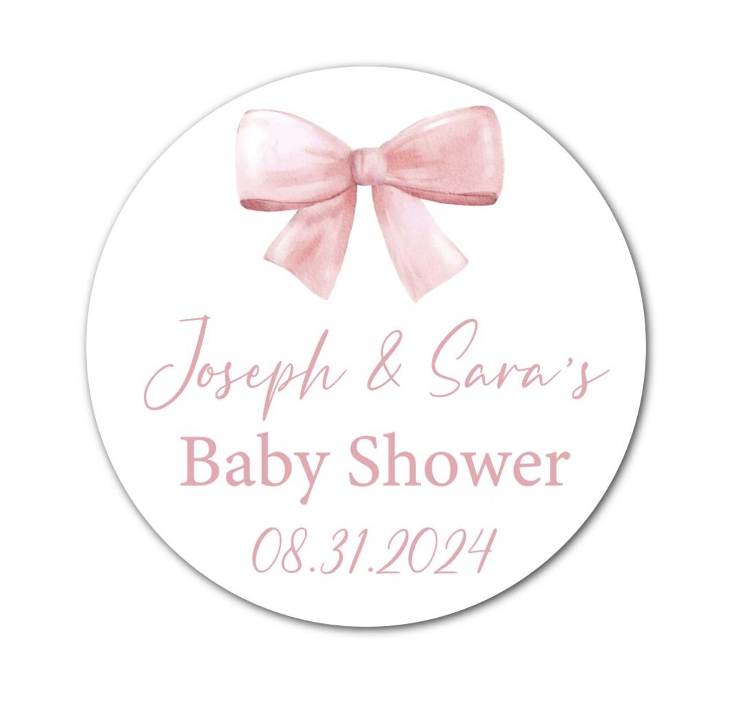 Pink Bow Baby Shower Stickers: Minimalist Favor Labels (40 Ct.) - Etsy