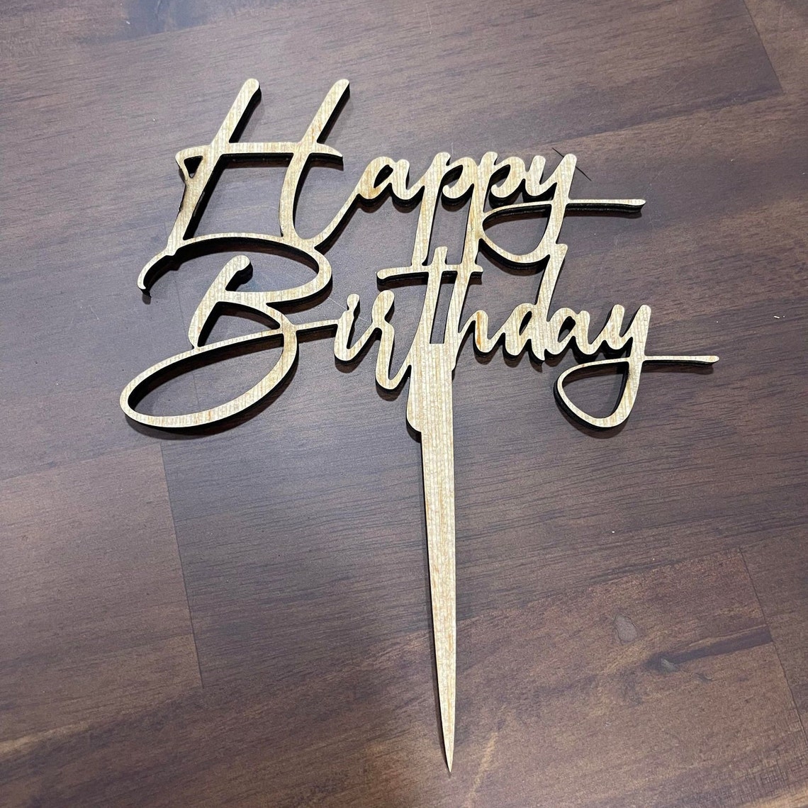Wood Happy Birthday Cake Topper, Wooden Cake Topper, Wooden Birthday ...