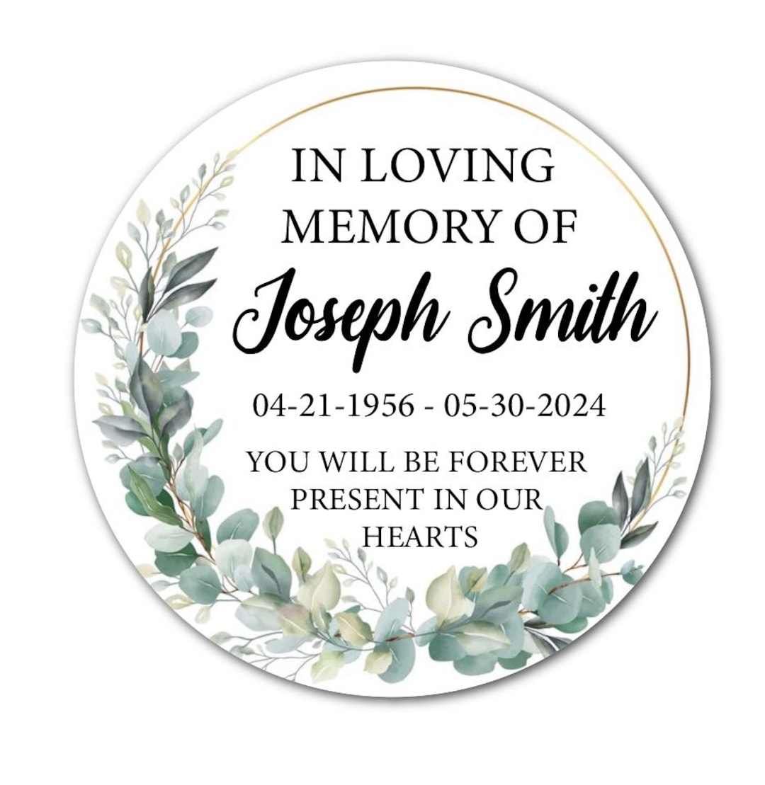 Personalized Memorial Stickers: Greenery Celebration of Life Favors (40 ...