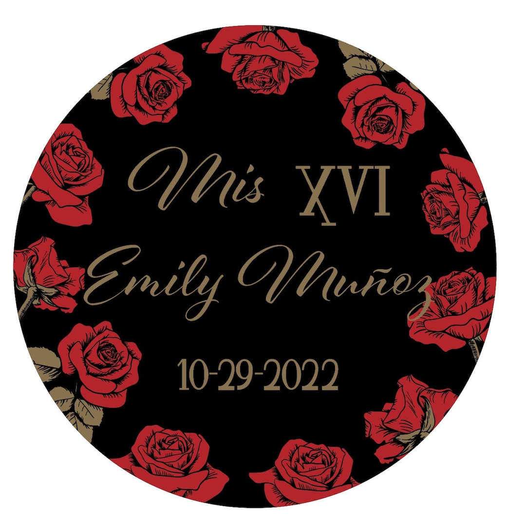 Mis XV - Sweet 16 - Favor Stickers - Favors - Red Floral Stickers - Red ...