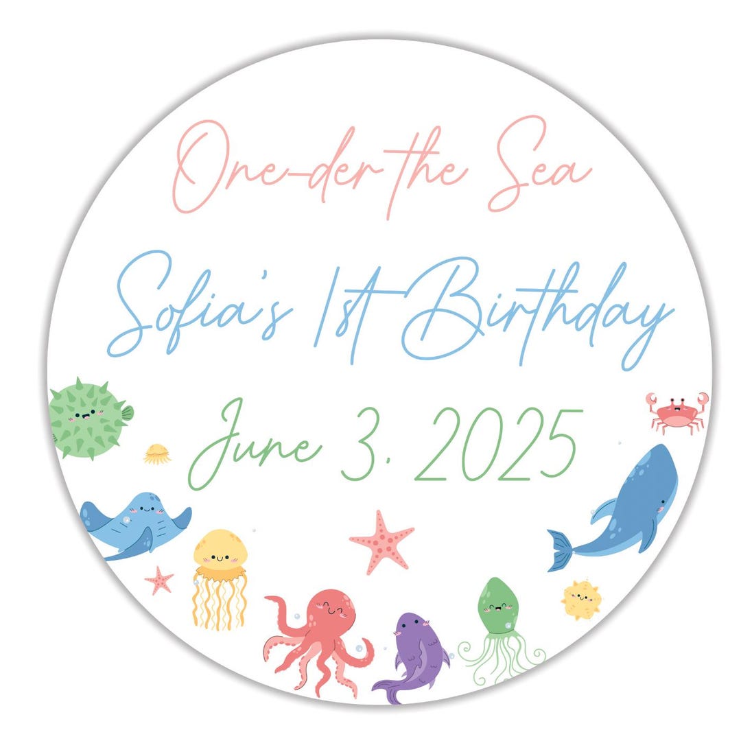 Under the Sea Birthday Stickers: Waterproof Party Favors, 40 Ct. - Etsy