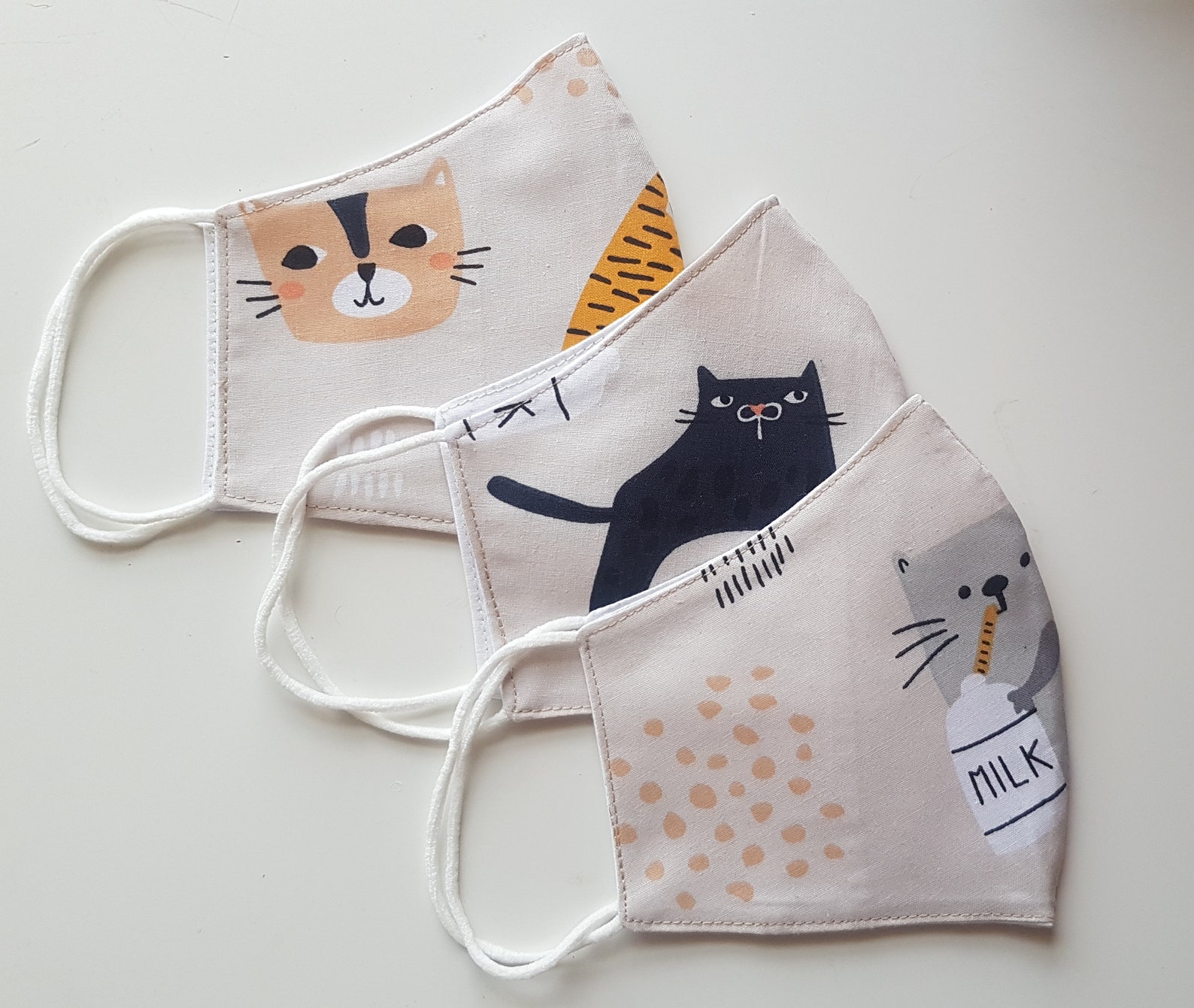Cute Neko Milk Cat Face Mask Washable and Reusable Size S-M - Etsy