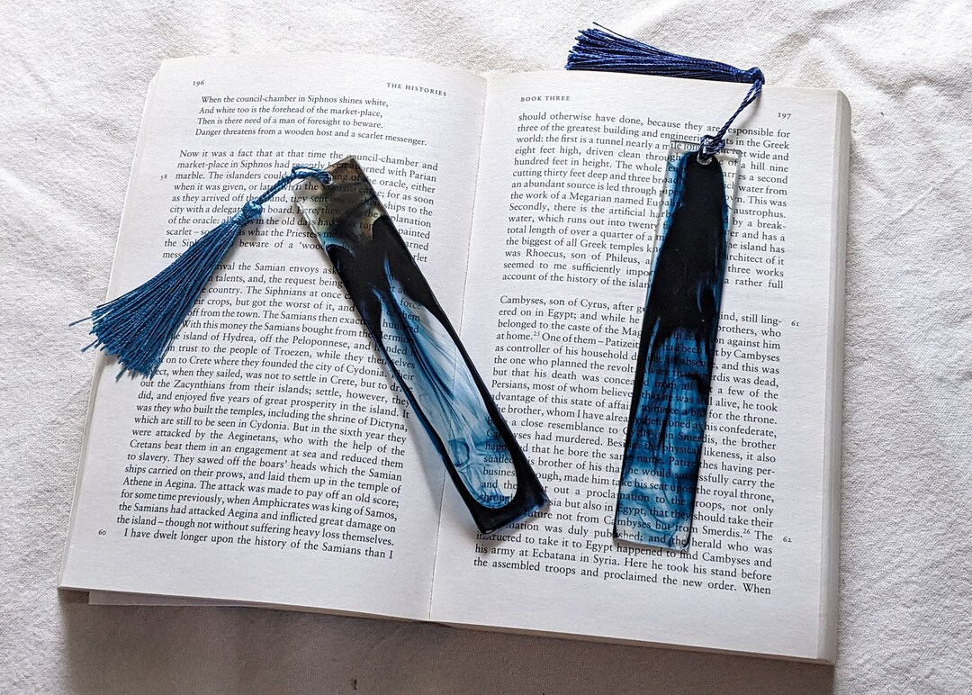 Transparent Blue Bookmarks // Handmade Resin Bookmark // Blue Toned ...