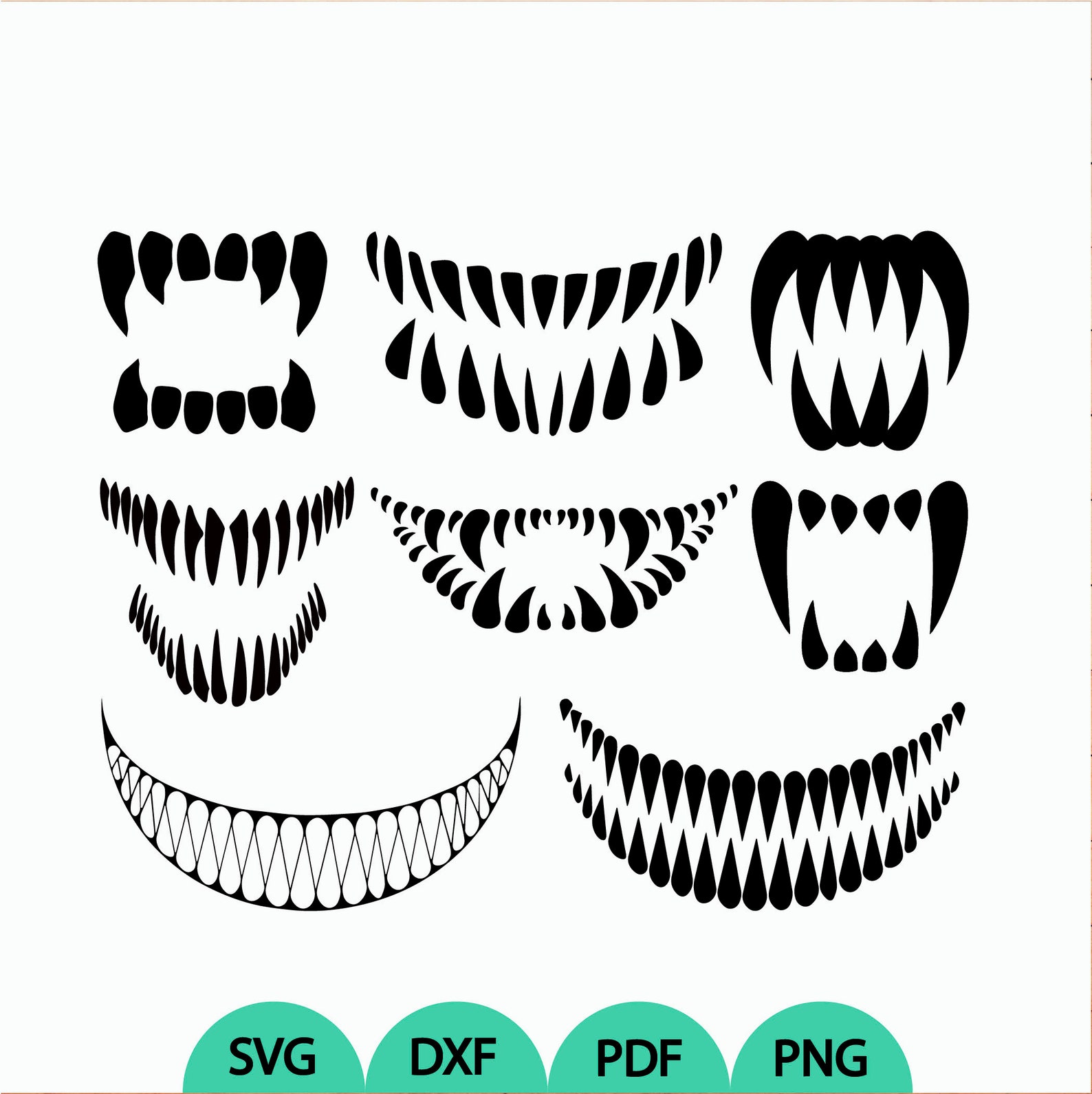 Halloween fangs bundle svg Scary fangs svg Teeth svg Halloween | Etsy