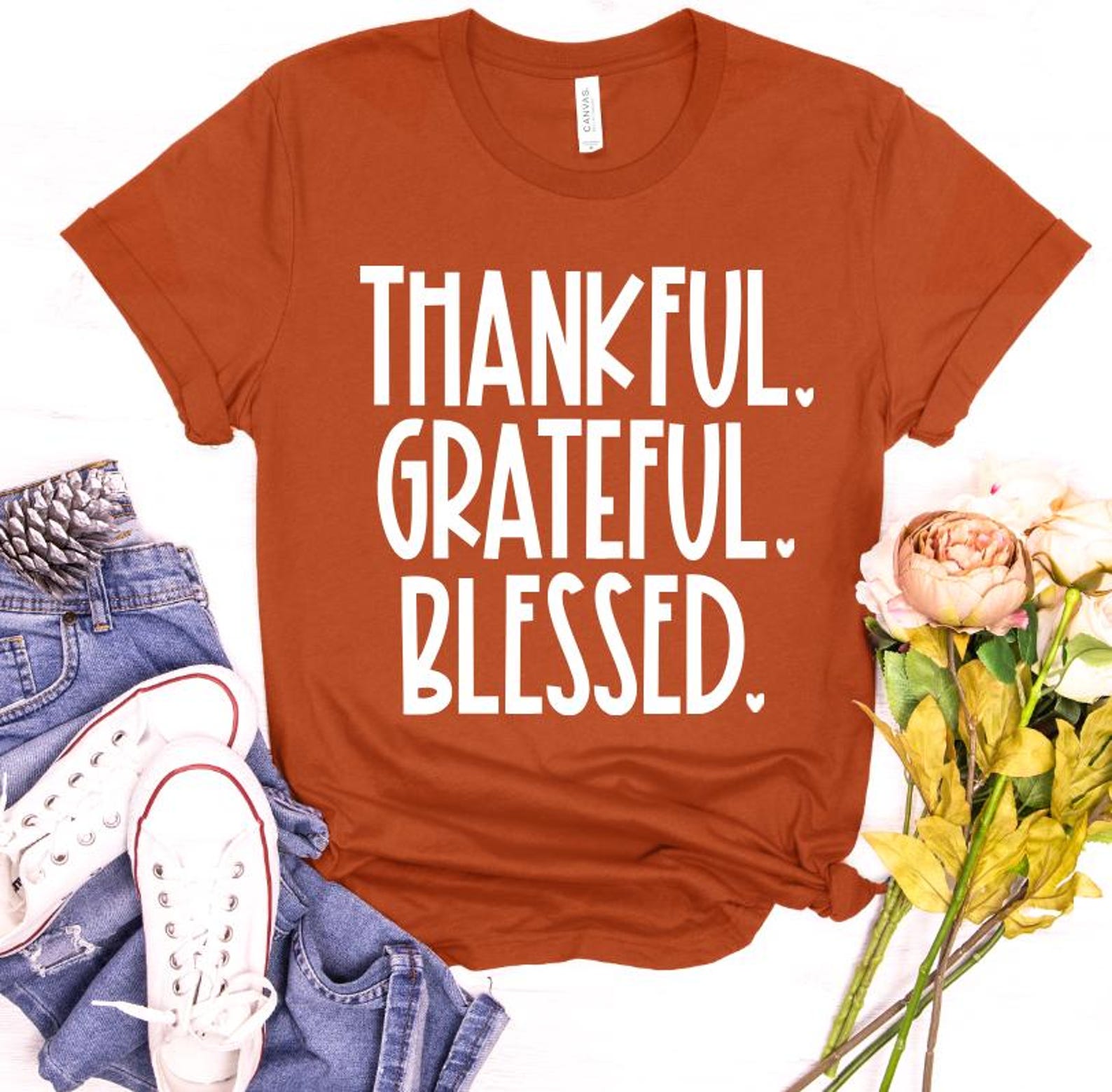 Thankful Grateful Blessed Shirt, Cute Fall Shirt, Thankful Grateful ...