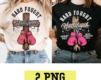 Christian Boxing SVG - "hard Fought Hallelujah" Cross and Gloves Design ...