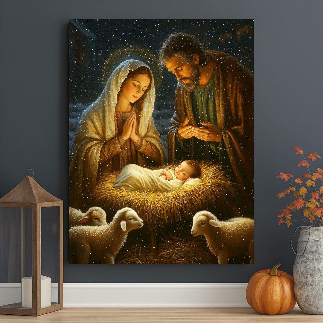 Holy Family Nativity Canvas: Christian Christmas Wall Art - Etsy