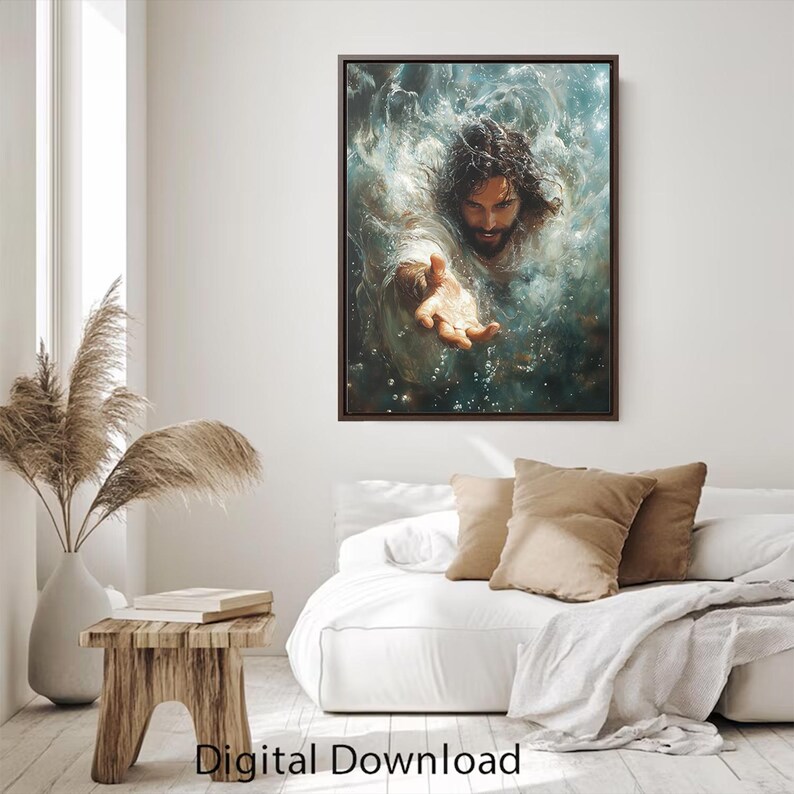 Jesus Saving Hand Digital Download - Christian Wall Art, Jesus Reaching ...