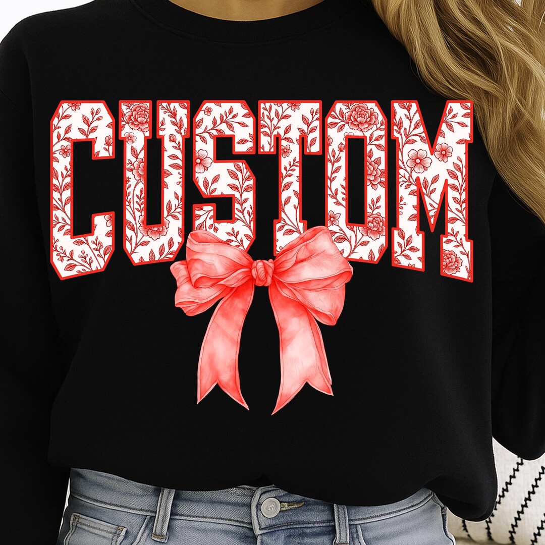 Custom Red Bow Floral Text PNG | Cute Digital Download for Shirt Design ...