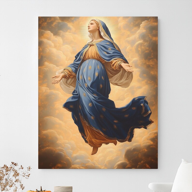 Assumption of Mary Canvas Print | Catholic Art, Religious Home Decor - Etsy