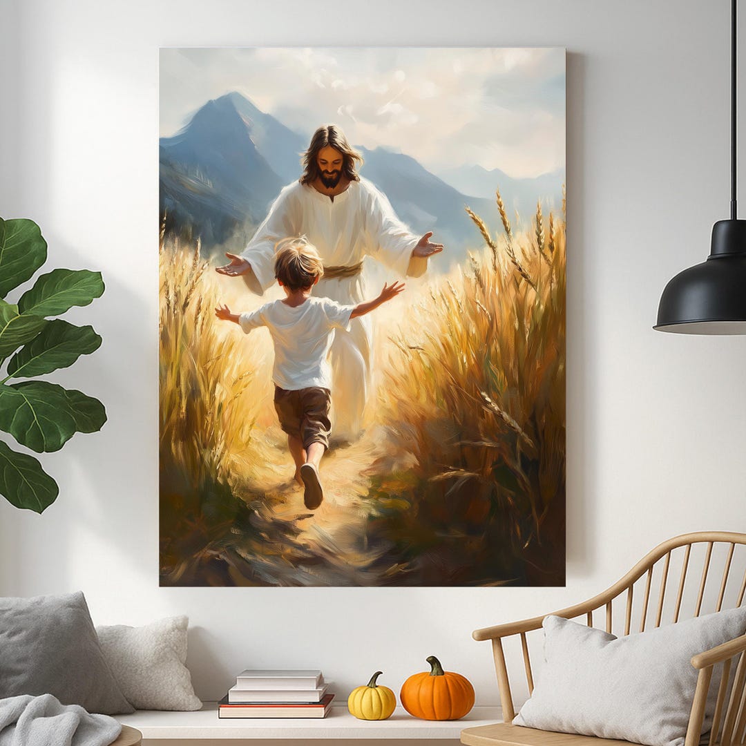 Jesus Embracing Child Canvas – Christian Wall Art | Faith and Love ...
