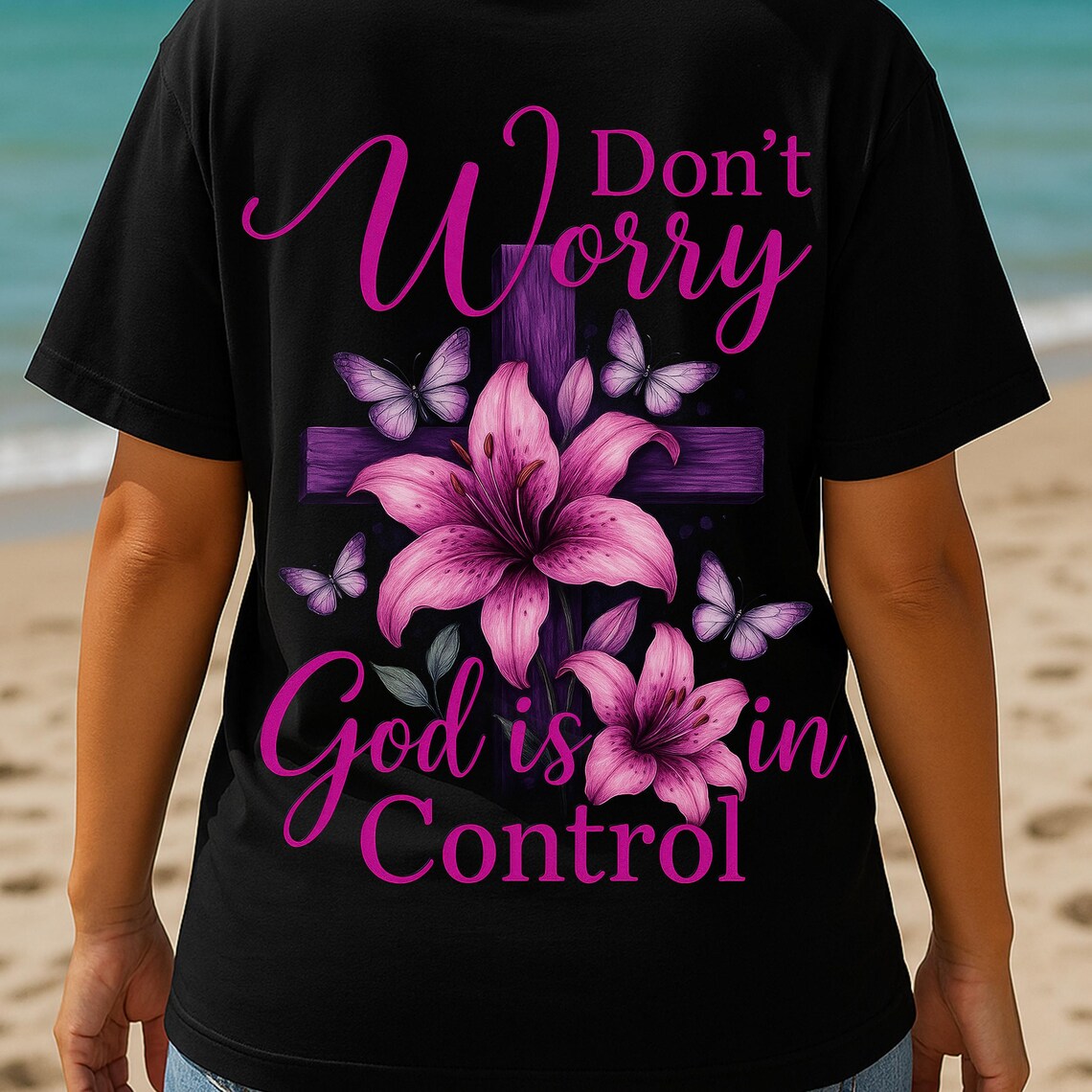 God is in Control PNG – Cross With Lilies Clipart – Christian Faith ...