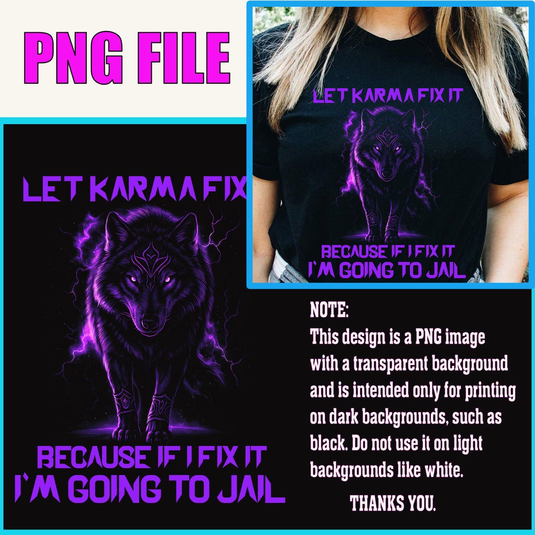 Let Karma Fix It PNG – Purple Wolf Digital Design for Dark Shirts ...