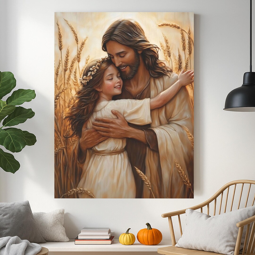 Jesus Hugging Girl Canvas – Christian Faith Wall Art – God’s Love and ...