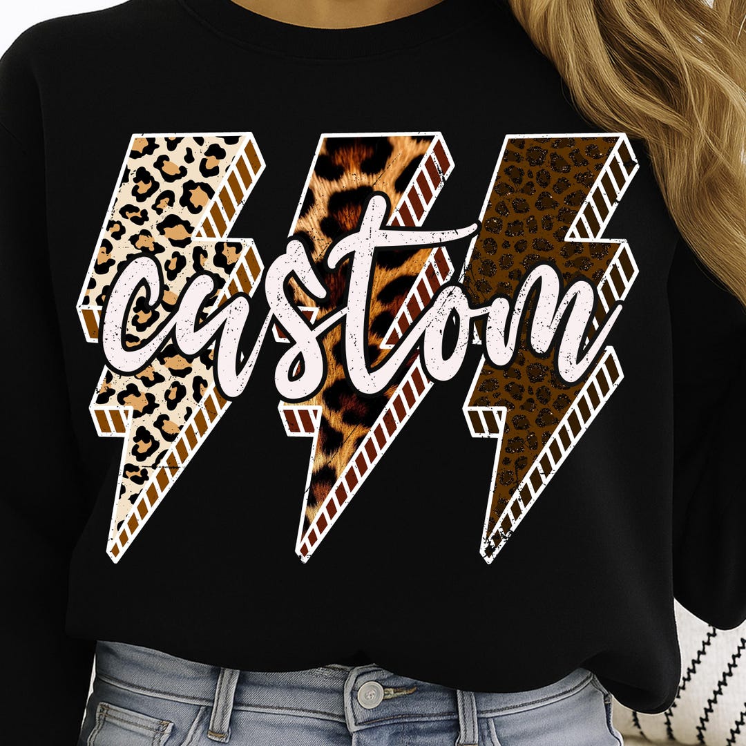 Custom Leopard Print Lightning Bolt PNG, Personalized Animal Print ...