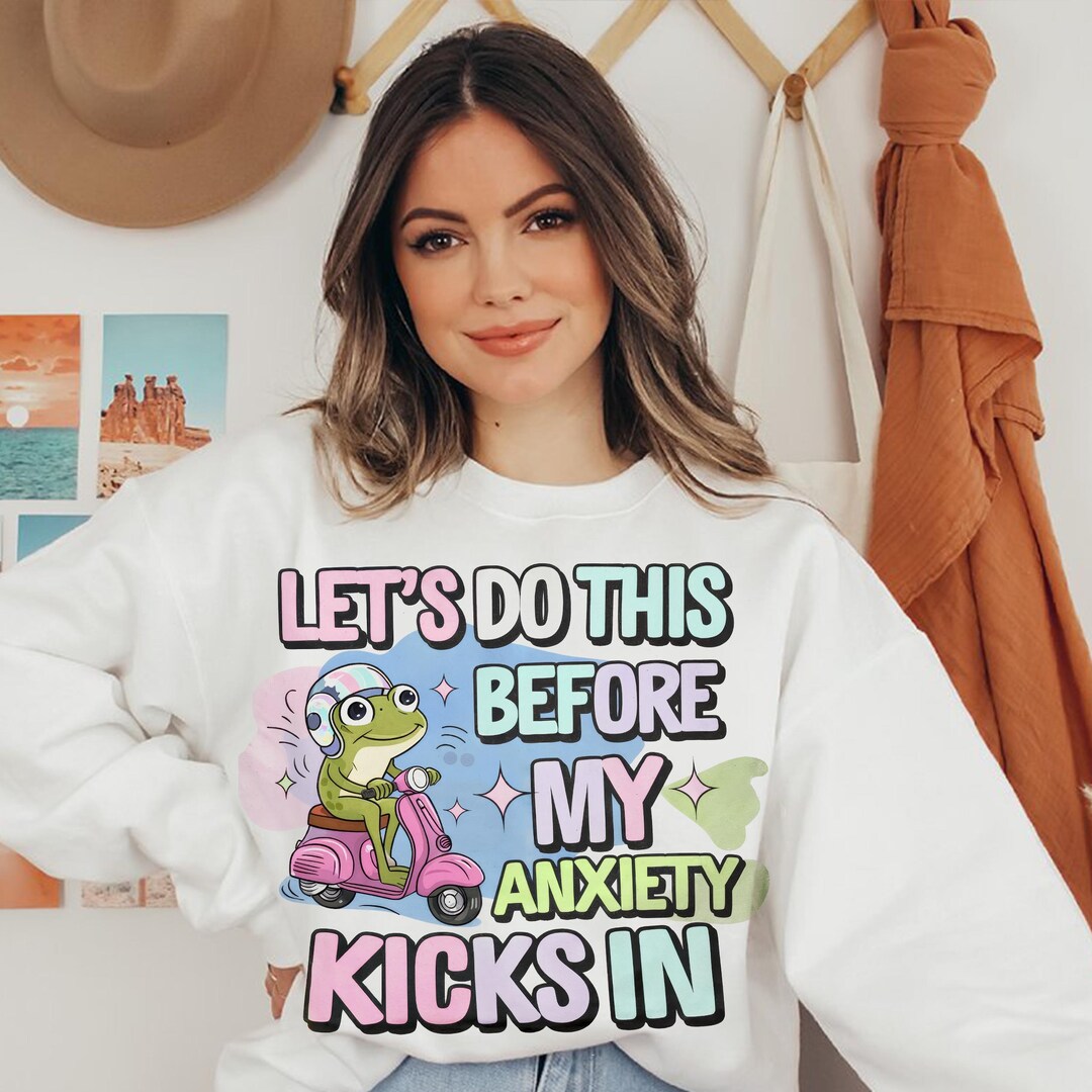 Funny Frog Anxiety Quote PNG | Cute Scooter Frog Clipart | Mental ...