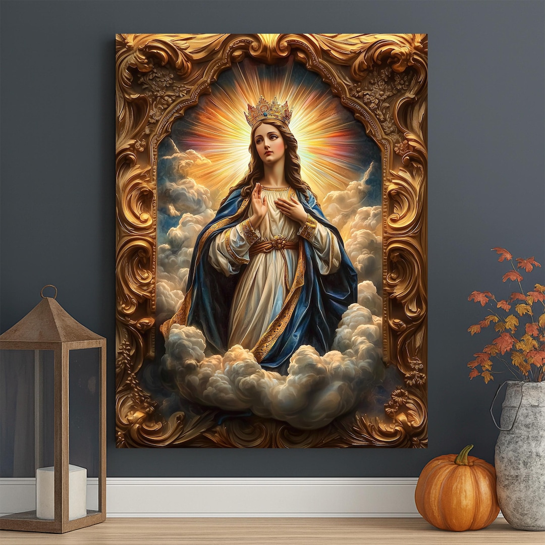 Virgin Mary Canvas Print – Queen of Heaven, Catholic Wall Art - Etsy