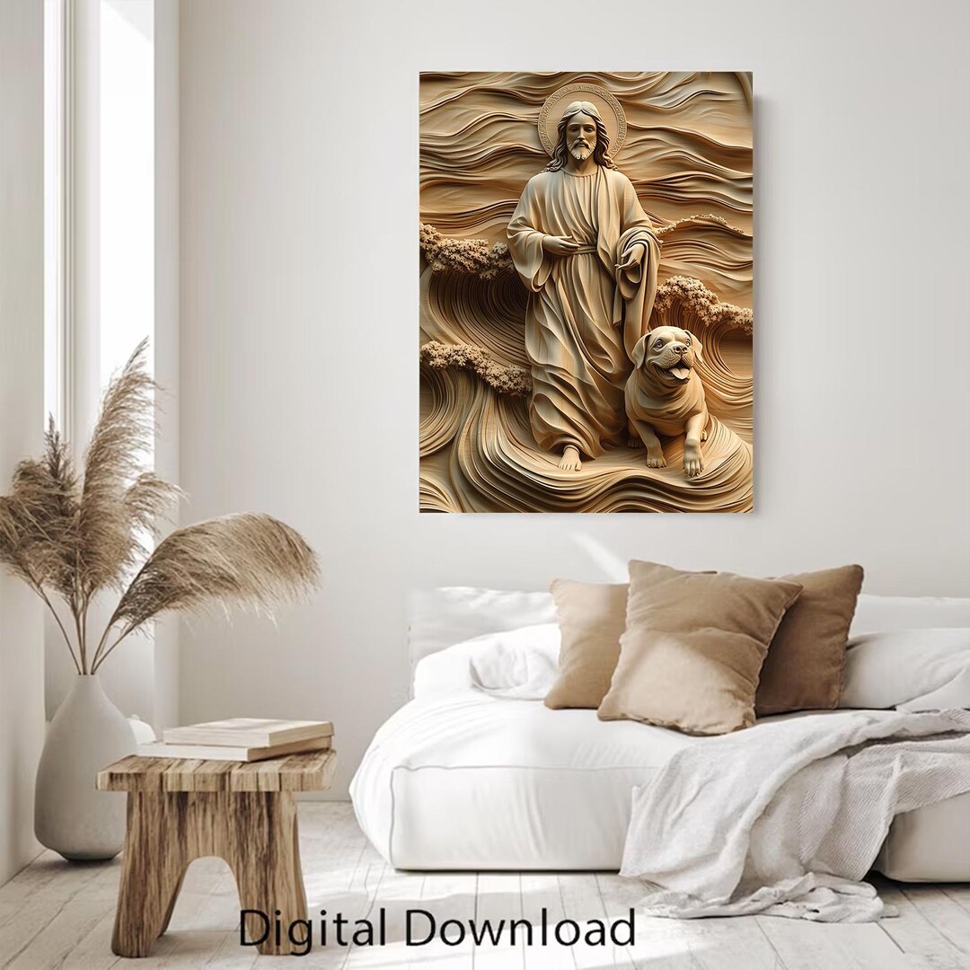 Jesus and Dog Wall Art Digital Download Religious Christian Decor ...