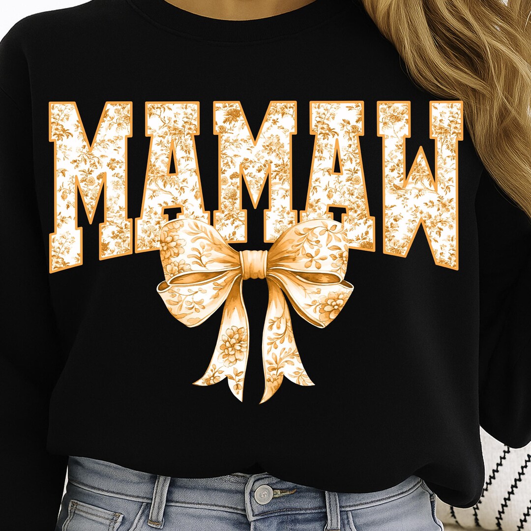Mamaw Floral Bow PNG Sublimation Design | Vintage Mamaw Lettering ...